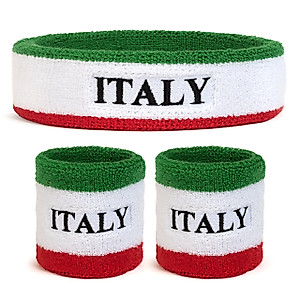 Suddora Italy Headband & Wristbands Set (includes 2 Wrist & 1 Head Sweatband)