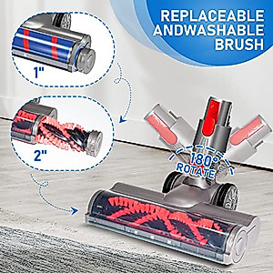 ALSTON Soft/Hard Roller Floor Brush Motorhead Attachment Vacuum Cleaner Head Replacement for Dyson V7 V8 V10 V11 V15 with LED Headlight and Triger Lock