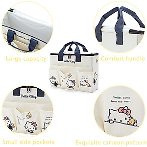 Rpavutz Cute Canvas Tote Bag, 4-Pockets Utility Sturdy Handbag with Top Zipper Closure, Gift for Working Women