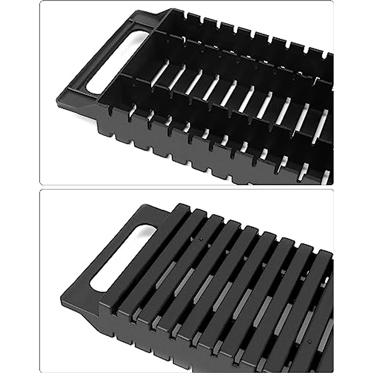 Qwork Antistatic ESD Circulation Rack Shelf, 2 Pack Dual- Ear Antistatic PCB Tray Rack, ESD Shelf Storage Turnover Rack, 47 x 14 x 3.5cm, Black