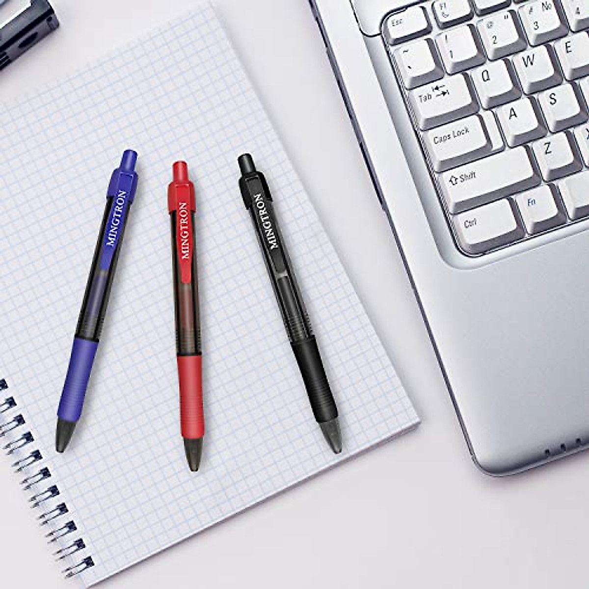 mingtron Gel pens, 30 Pack Red Pens Fine Point, No Smear Ink Pens for Left Hand, Click Pens Bulk, Retractable Rollerball Pens for Smooth Writing, 0.5MM, Red Ink