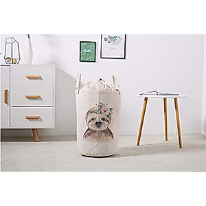 LifeCustomize Large Laundry Basket Hamper Cute Baby Sloth Collapsible Drawstring Storage Baskets Nursery Baby