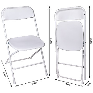 Signature Folding Plastic Chair with 500-Pound Capacity, White, 6-Pack