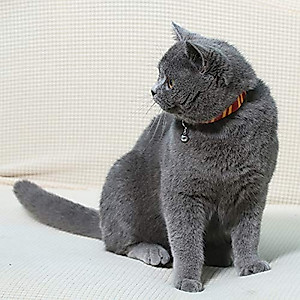 Coomour 2PCS Halloween Cat Collar Safely Breakaway Magic Stripe Pattern Adjustable Kitty Collars with Cute Bell for Cats Kitten (Red)