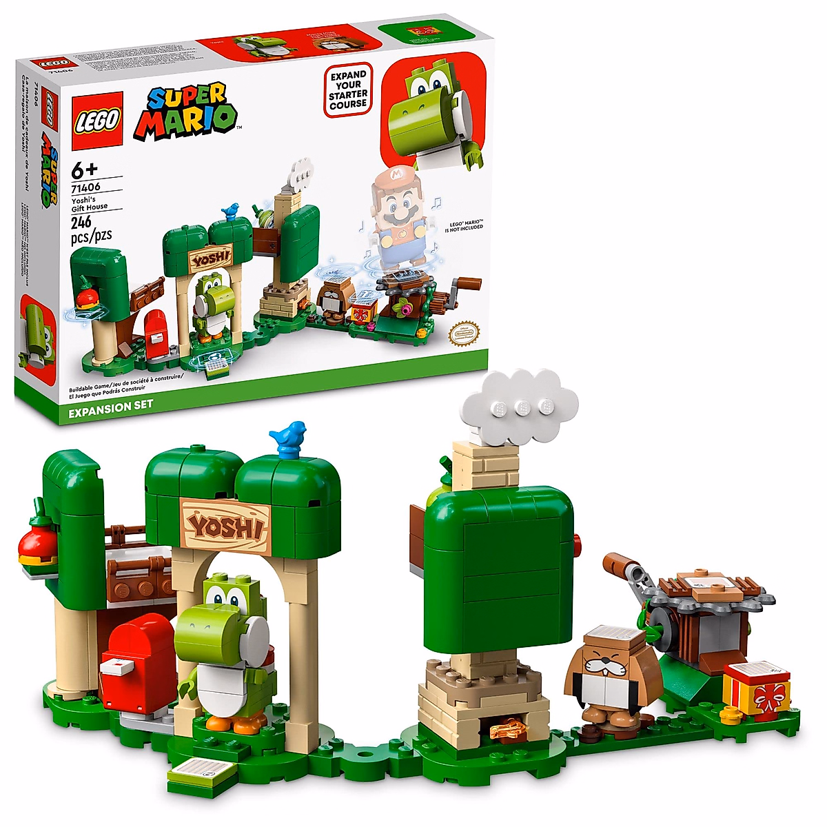 LEGO Super Mario Yoshi's Gift House Expansion Building Toy Set 71406 - Featuring Iconic Yoshi and Monty Mole Figures, Great Gift for Boys, Girls, Kids, or Fans of The Games and Movie Ages 6+