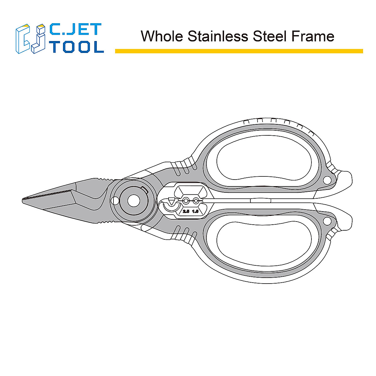 C.JET TOOL 6" Stainless Electrician Scissors Heavy Duty Professional for Aluminium Copper Soft Cable (Turquoise)