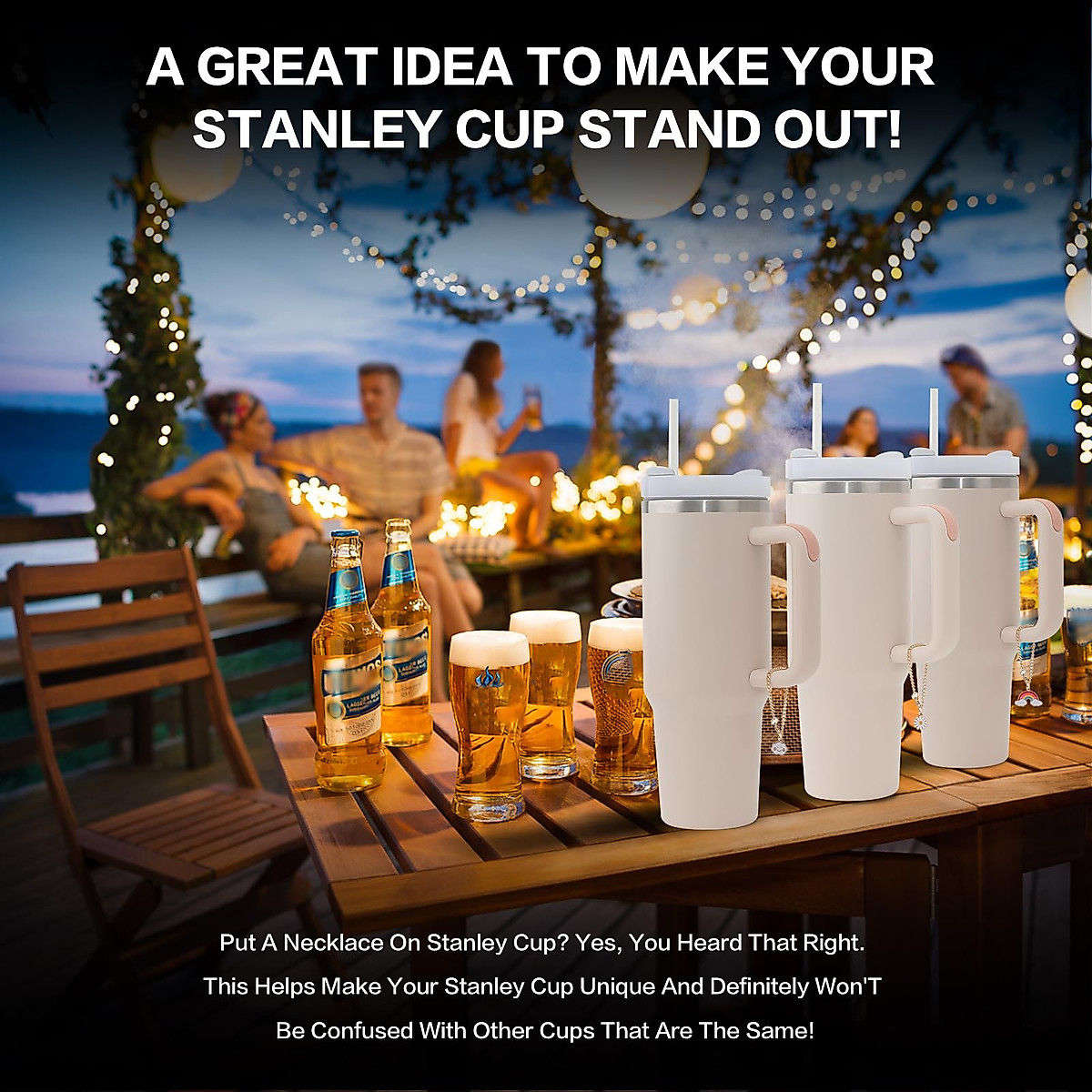 Ekarley Water Bottle Charm Accessories for Stanley Cup, 3PCS Tumbler Rainbow Charm Compatible with Simple Modern, Yeti, Hydro Flask for Handle