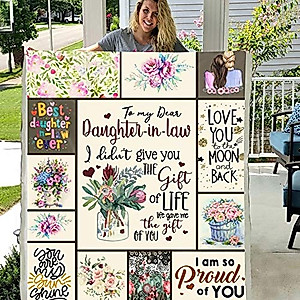 to My Dear Daughter in Law I Didn't GIVE You The Gift of Life Life GAVE ME The Gift of You Custom Fleece Photo Blanket Fan Gift for Women (X-Large 80 X 60 INCH)