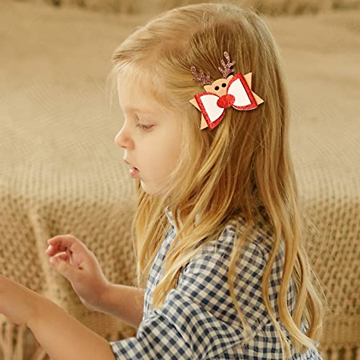 Christmas Clips Kit Toddler Girls Xmas Holiday Hair Bows Barrettes Bulk Kids Glitter Santa Antler Gingerbread Bowknot Hair Pins Cute Costume Accessories Little Baby Girls New Year Favor Gifts