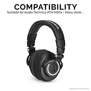 Velor Replacement Ear Pads for HyperX Cloud & Alpha, ATH M50X, Steelseries Arctis, Logitech G Pro & More Headphones, Soft Velour, Memory Foam & Long Lasting Earpads by Brainwavz - Black