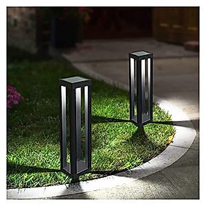 Outdoor Floor Lamp Solar Powered Landscape Path Lights Waterproof Stainless Steel Decorative, 2 Pack Solar Garden Lights for Patio Pathway Garden Yard (19'' H-2 Pack)