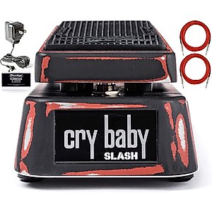 Briskdrop Dunlop SC95 Slash Cry Baby Classic Wah Pedal Bundle with 2 Instrument Cables and Dunlop ECB003 Power Supply, Blue (SC95redbundle)