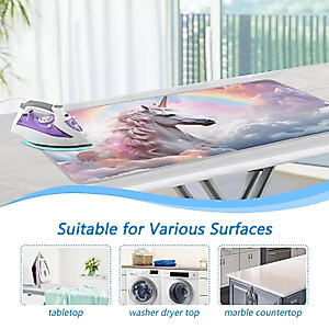 GOODOLD Rainbow Unicorn Ironing Mat Portable Travel Ironing Pad for Washer,Dryer,Table Top, Iron Board Alternative Cover, Large Heat Resistant Ironing Blanket