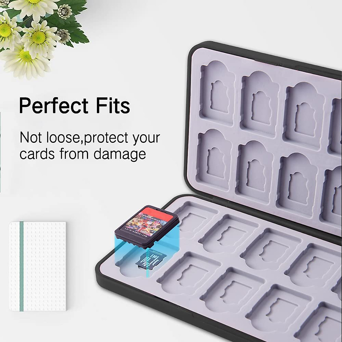 PERFECTSIGHT Switch Game Card Case for Nintendo Switch Lite/ Switch OLED, Cute Kawaii Portable Thin Compact Hard Shell Case, NS Protective Shockproof Holder Storage Box with 24 Cartridge Slots, Zel