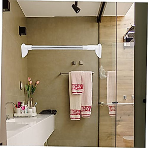 LIFKOME 3 Pcs Stainless Steel Roman Rod Rv Shower Curtain Shower Rod Holder Brown Curtain Rod Clothes Drying Rod Clothes Rod White Tension Curtain Rod Punch-free Curtain Rod Towel Rail Rv