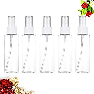 FALOME 5pcs Clear Empty Spray Bottles Refillable Cosmetic Containers for Cleaning Products for Travel
