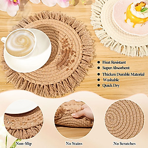 Pot Holder Trivet Set 4Pcs Pot Holders for Kitchen 8 Inch Trivets for Hot Dishes Round Cotton Hot Pads Trivets for Hot Pots Kitchen Table Decor Hot Mats for Thanksgiving Christmas Cooking Baking