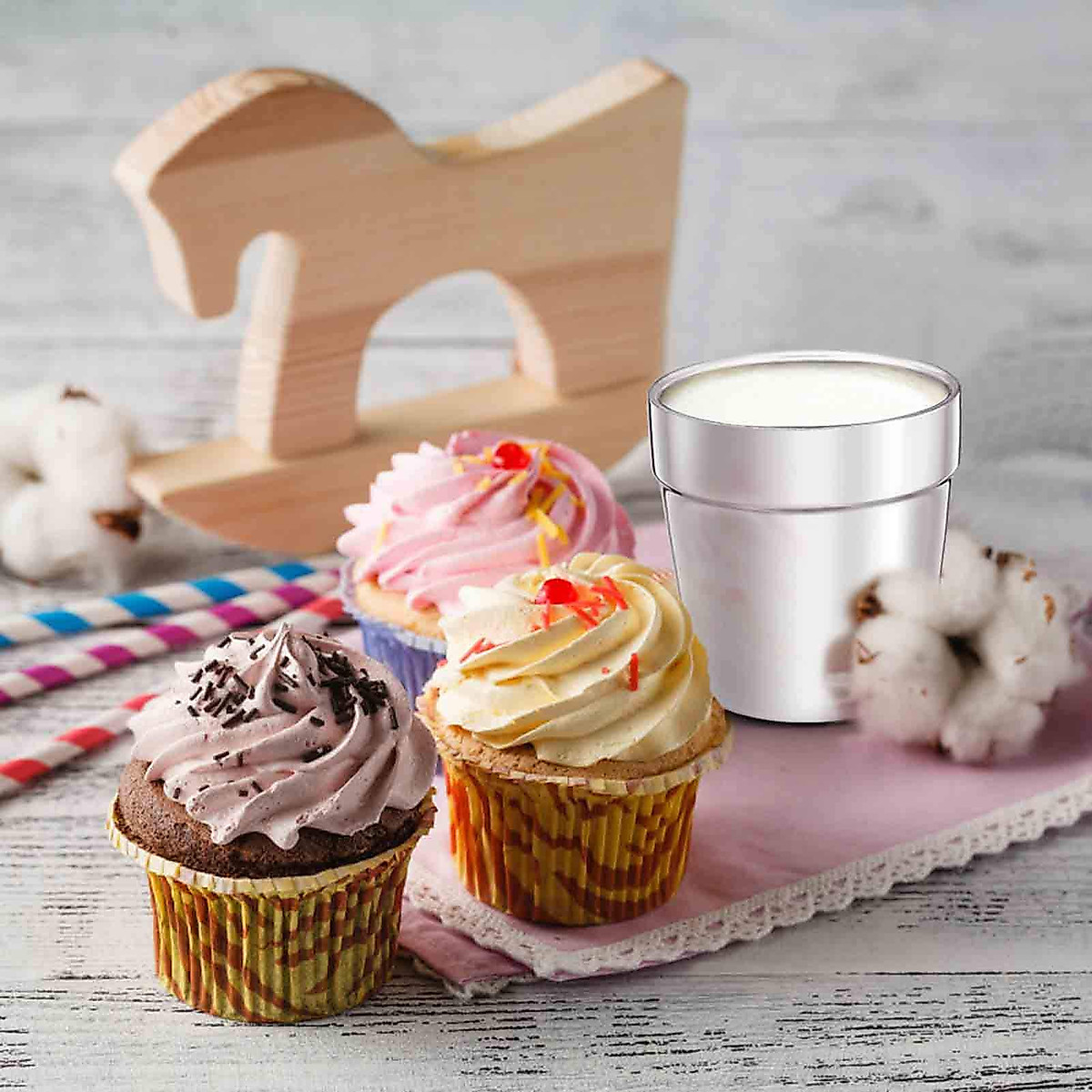 TeamFar Toddler Cups, 6 oz Toddler Insulated Cups Tumbler Mug Stainless Steel for Kids Preschooler Camping Travel, Safe & Healthy, Double Walled & Dishwasher Safe - Set of 6