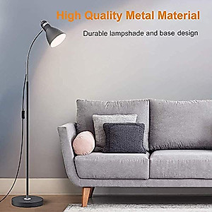 LEPOWER Floor Lamp, Metal Standing Lamp with Adjustable Gooseneck, Heavy Metal Based, Reading Pole Lamp for Office, Black Floor Lamps for Bedroom, Living Room