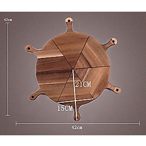 12 Inches Round Bamboo Pizza Plate Set, 6 pcs 6 Inches Bamboo Triangle Pizza Pie Plates, Round Dish Platter Stack-able Wooden Pizza Plate Bamboo Board Set