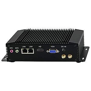 PARTAKER Fanless Industrial PC, Mini PC with Celeron J1900/N3520/N2920 CPU, 4GB Ram 64GB SSD, 2xCOM, 2xUSB 3.0, 4xUSB 2.0, 2xLAN, HD Port, VGA, Wi-Fi, Windows 10 Pro