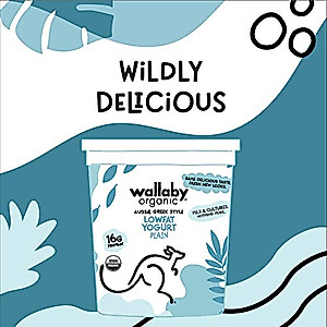 Wallaby Organic Aussie Greek Whole Milk Yogurt, Strawberry, 32 oz. USDA Organic