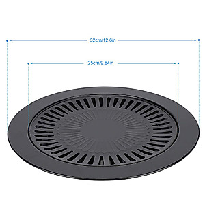 Korean BBQ Grill Plate BBQ Grill Rack Grills Portable Non Stick Tray Barbecue Household Barbecue Pan Smokeless Round Nonstick Baking Tray BBQ Roasting Tray Kitchen Utensils