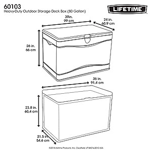 Lifetime Deck Storage Boxes and Bench Combo (80 Gallon + 116 Gallon)