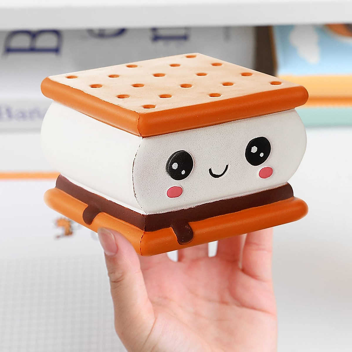 Anboor Squishies Smore Slow Rising Squishy Toy for Kids Soft Cookies Sandwich Scented Stress Relief Realistic Food Cute Squeeze Squish Toy