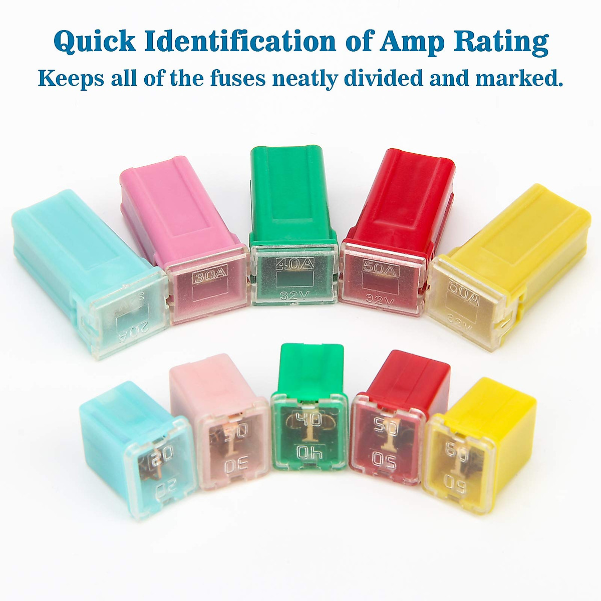 Coitak 30 PCS Car Fuses Assortment Kit, Automotive Combination Low and Tall Box Shaped Fuse Kit, Replacement Fuses for Car/RV/Truck/Motorcycle/Boat