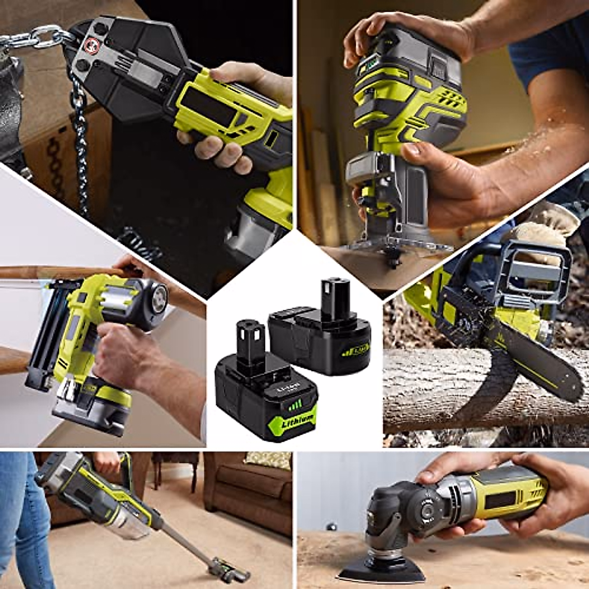 YAGU 6.0Ah P108 Battery Replacement for Ryobi 18 Volt Battery Lithium P102 P103 P104 P105 P107 P109 P122 Ryobi ONE+ Cordless Drill Tool 2 Packs