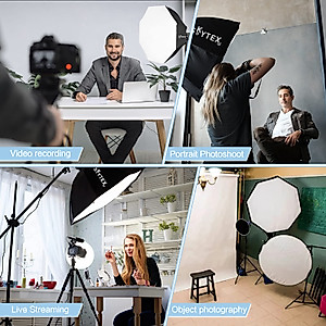 Octa Softbox Lighting Kit, Skytex Upgrade Continuous Photography Lighting Kit with sandbags, 28In Diameter Octa Soft Box | 135W 5500K LED Bulb, Studio Lights for Photo Shooting, Video Recording