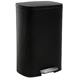 Kitchen Trash Can with Lid, Foot Pedal, Inner Bucket Step Garbage Can, Fingerprint-Proof Stainless Steel, Quiet-Close Lid, 50 Liter / 13 Gallon Dog Proof