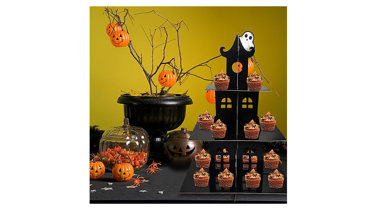 3-Tier Halloween Cupcake Stand for Spooky Celebrations