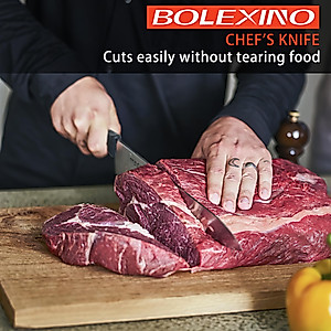 BOLEXINO Chef Knife,10 inch High Carbon Stainless Steel Kitchen Knife, Sharp Cutting Knife W/Ergonomic Handle for Household or Business (Black)