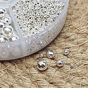 Chenkou Craft 1Box 1950pcs Assorted of 6 Sizes Metal Tinny Spacer Beads Jewelry Making Supplies (Siver, Mix)