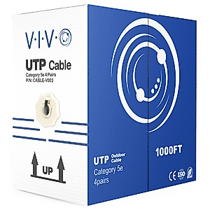 VIVO Black 1,000ft Bulk Cat5e, CCA Ethernet Cable, 24 AWG, UTP Pull Box, Cat-5e Wire, Waterproof, Outdoor, Direct Burial, CABLE-V003