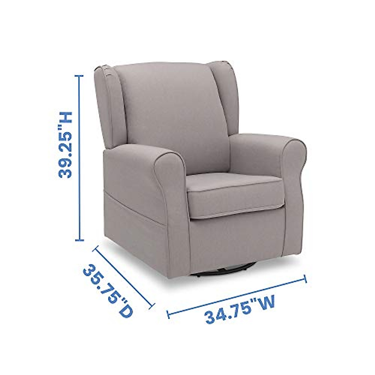 Delta Children Reston Nursery Glider Swivel Rocker Chair, French Grey