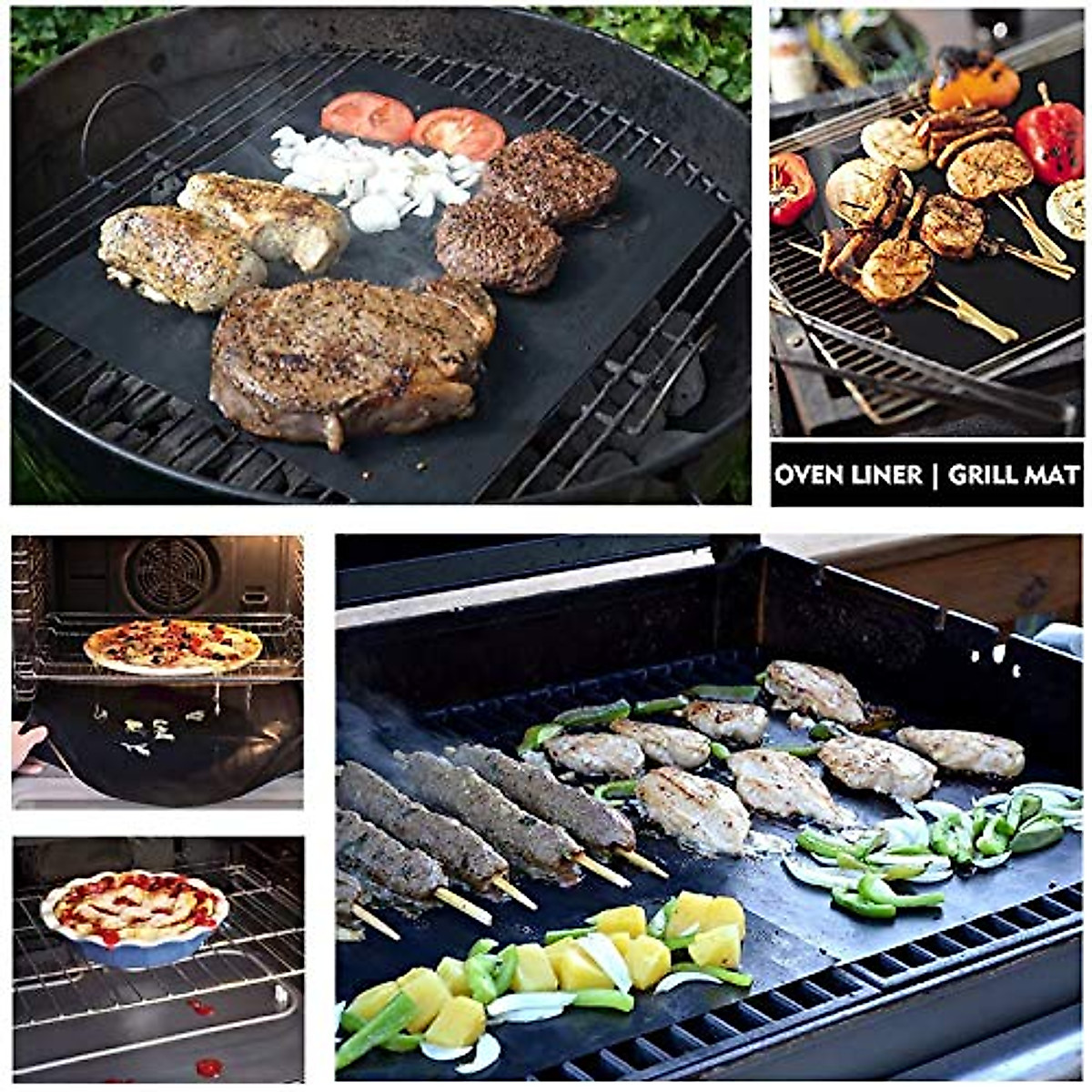 Grill Mat, 70" x 16" Grilling Mats for Outdoor Grill Nonstick, BBQ Silicone Grill Mat Accessories for Griddle, Cut to any Size, Resuable and Easy to Clean, Works On Charcoal Electric Gas Grill - Black