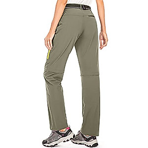 Women's Hiking Pants Zip-Off Convertible Quick Dry Lightweight Outdoor Fishing Pants with Zipper Pocketss #5818F-Light Green-8