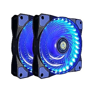 Conisy Silent Series 120mm Case Fan for Computer Case, LED PC Case Fan with 4pin Molex & 3pin Motherboard Connector - Blue (2 Pack)