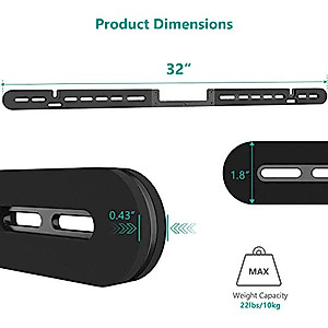 WALI Soundbar Wall Mount, Designed for Sonos Arc, Low Profile Sound Bar Mount Bracket Under TV with Hardware Kit，Easy to Install (SON003-B), Black
