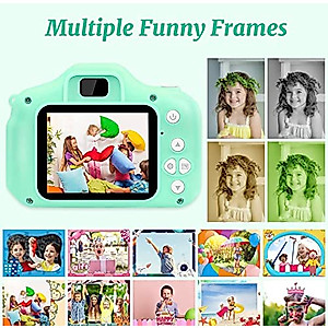 Kids Digital Cameras, Children's Gifts, Camera Digital Toys with 32 GB Memory Card and Reader (Green)