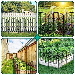 Animal Barrier Fence 20 Pack,Decorative Garden Fence 23.4in(H) x 21.6ft(L) Rustproof Metal No Dig Fence,for Dog Rabbit Pet,Ground Stakes and Outdoor Yard Patio Landscape