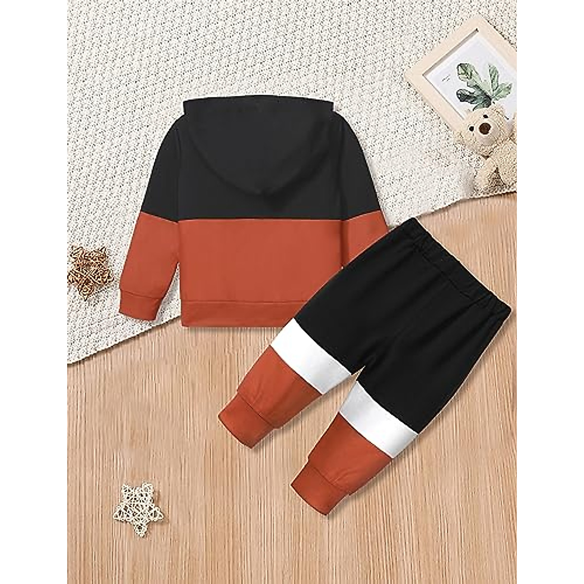Toddler Boy Clothes 3t Boy Clothes 4t Boys Clothes Color Block Hoodie Long Sleeve Sweatshirt Sweatpants Sweatsuit Toddler Boy Fall Outfits Toddler Boy Winter Clothes Orange