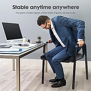 OLIXIS Waiting Room Clinic Chairs with Lumbar Support, Black- 1 Pack