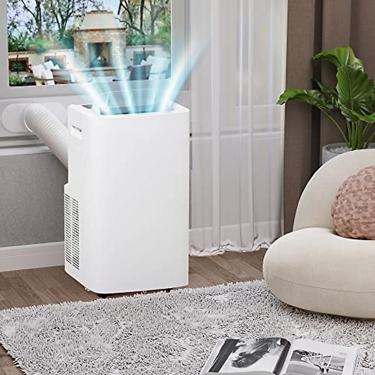 HOMCOM 12000 BTU Portable Air Conditioner with Cooling, Dehumidifier, Ventilating Function, Remote Control, & LED Display, White