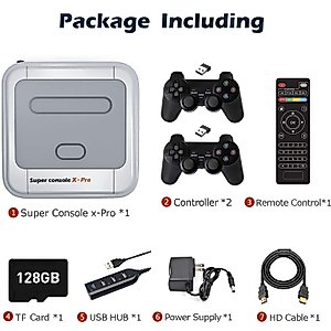 Kinhank Retro Game Console,Super Console X PRO Emulator Console with 95000+ Video Games,Video Game Console with 60+ Emulator,Game Consoles for 4K HD Output,5 Players,LAN/WiFi,Best Gifts for Men