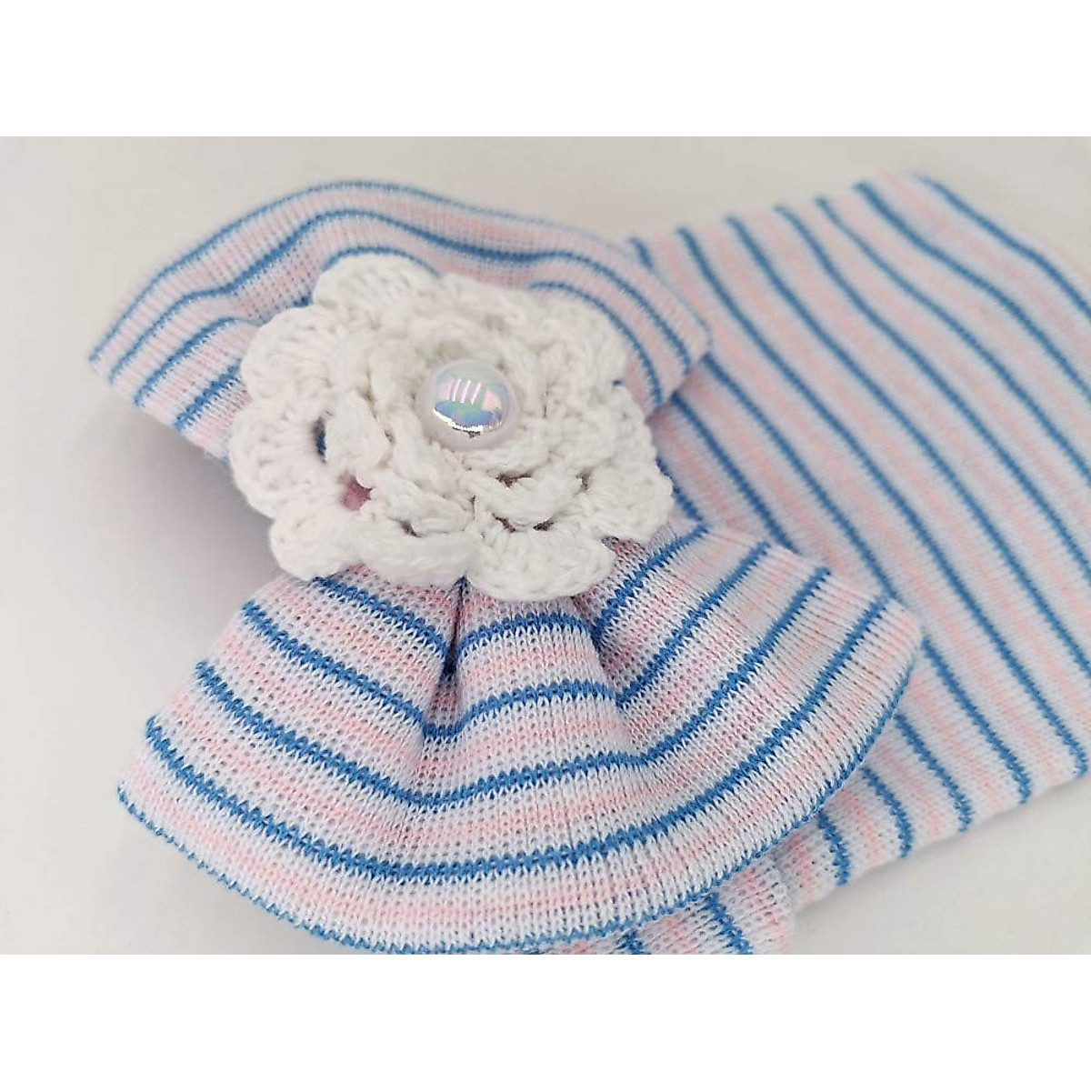 HUIXIANG Preemie Newborn Hospital Hat Soft Cotton Baby Girls Head Wrap with Big Bow Cap Nursery Beanie, A-3 Pack (0-3months), Baby