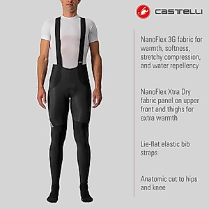 Castelli Men's Sorpasso ROS Bibtight for Road and Gravel Biking I Cycling - Black/Silver Reflex - Large